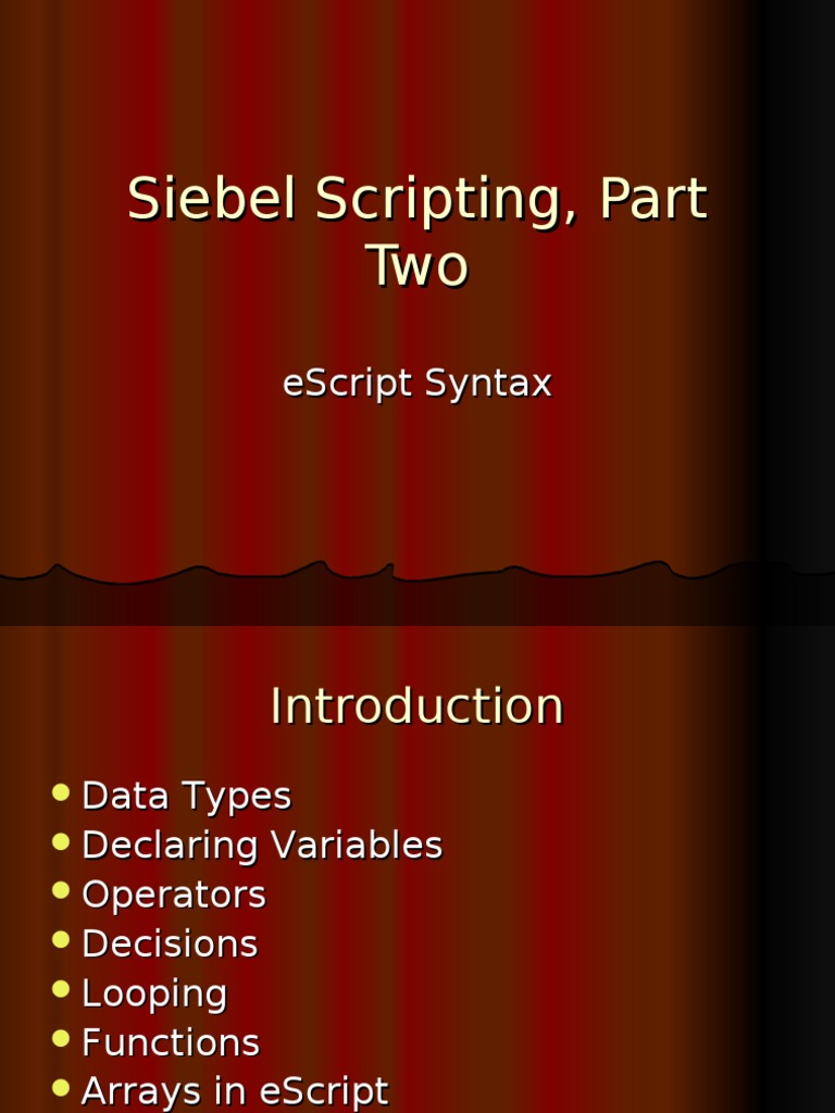Siebel Scripting 3 | PDF | Control Flow | String (Computer Science)