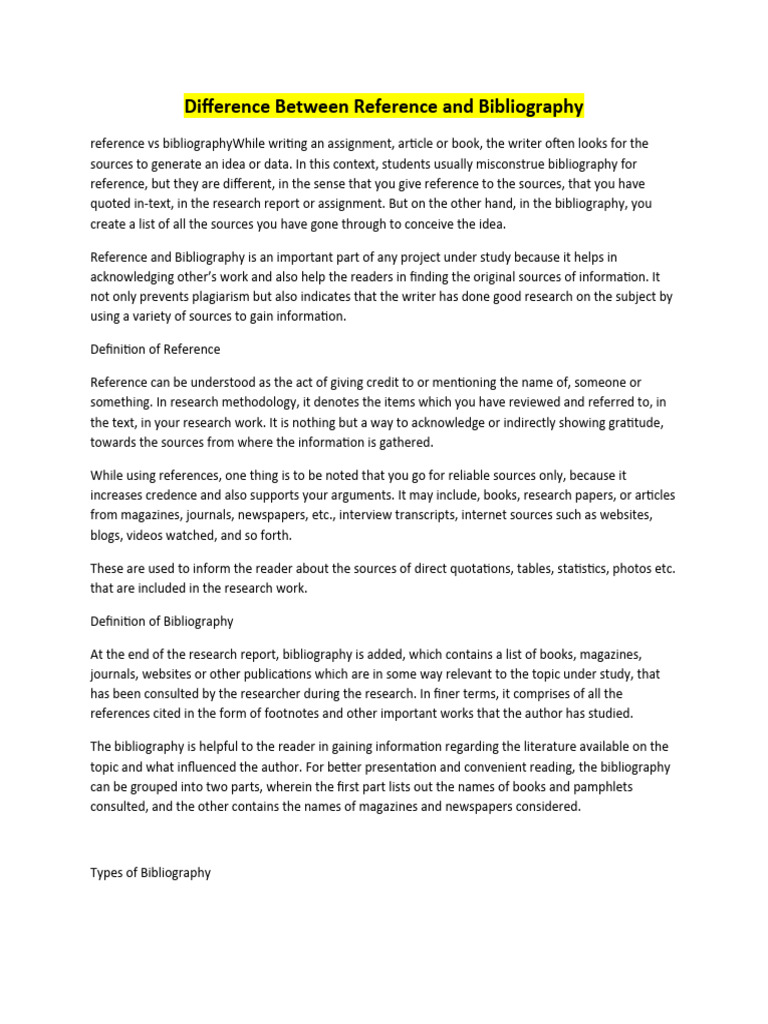 Reference vs Bibliography Guide | PDF | Bibliography | Books