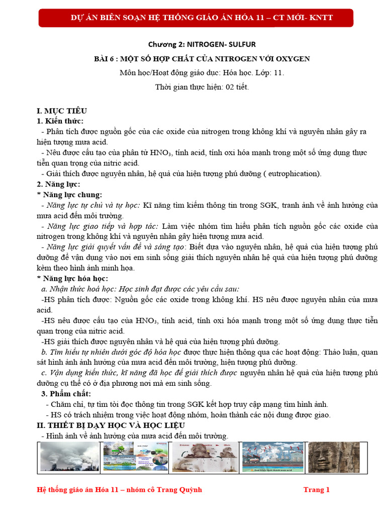 06-KNTT-BÀI 6- MỘT SỐ HỢP CHẤT CỦA NITROGEN VỚI OXYGEN- Thuan Cao | PDF