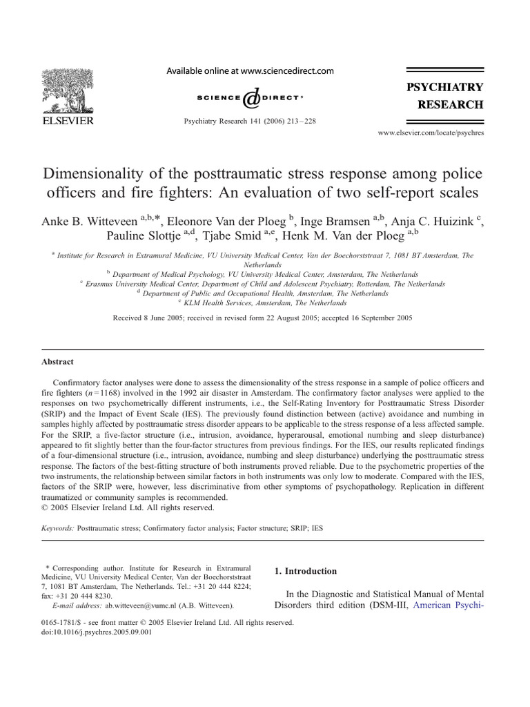Dimensionality of The Posttraumatic Stress Response Among Police | PDF ...
