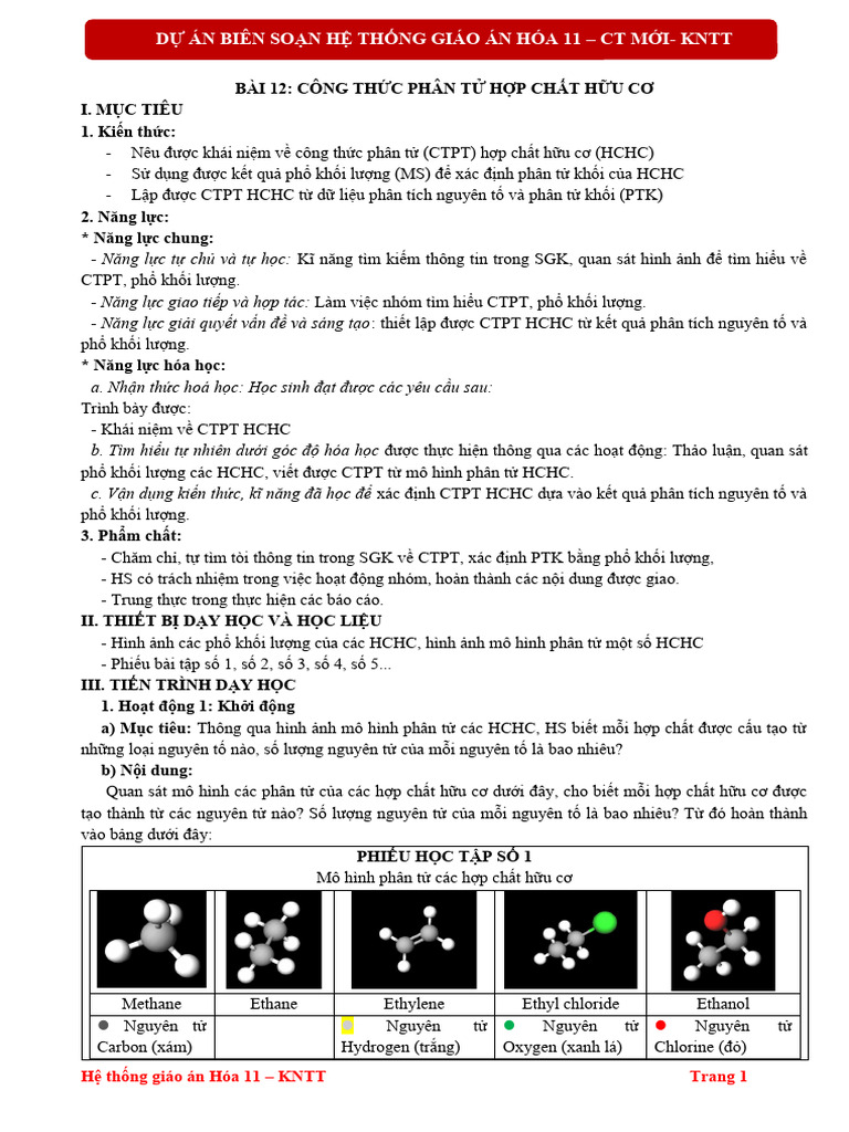 12-KNTT-BAI 12-CONG THUC PHAN TU HOP CHAT HUU CO - Nguyen Trung Kien | PDF