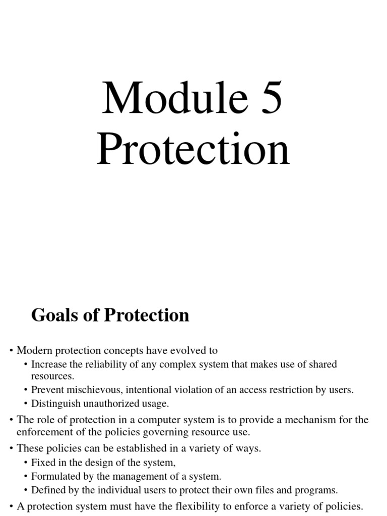 Module5 Protection | Download Free PDF | Access Control | Pointer (Computer Programming)