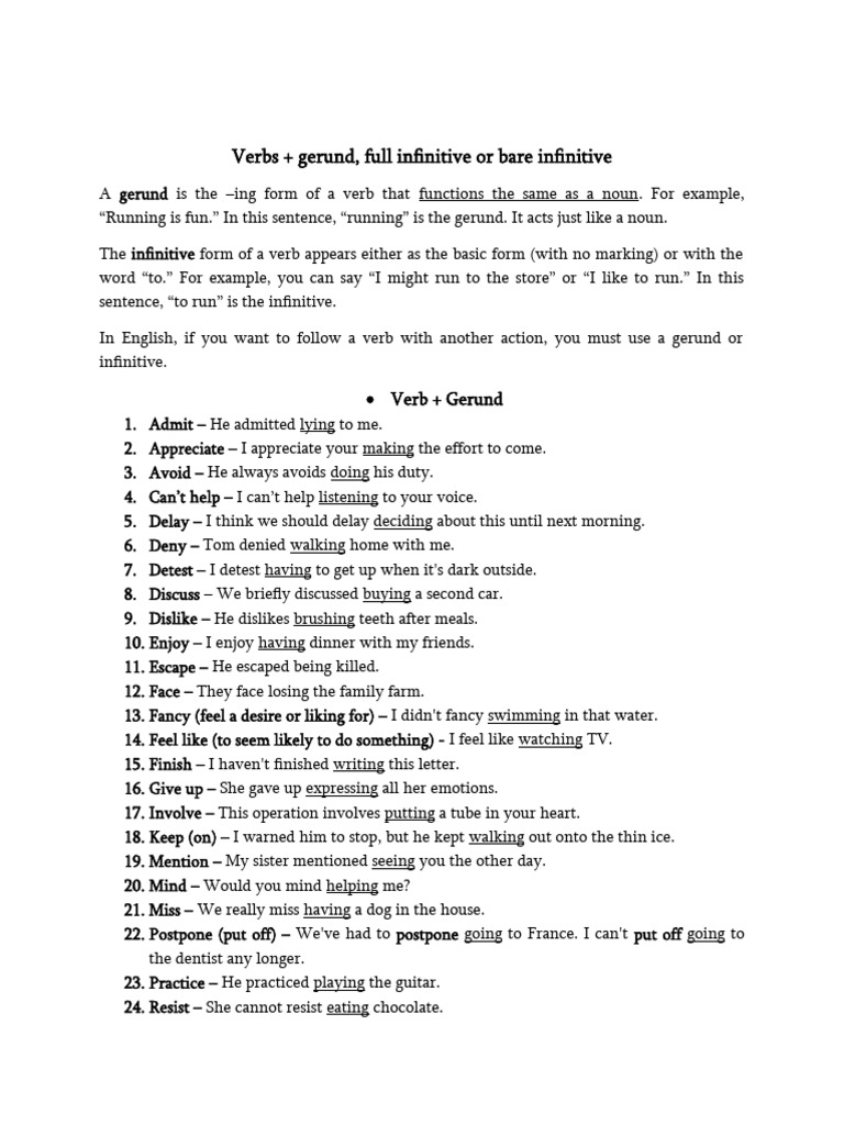 Gerund or Infinitive | PDF | Verb | Sentence (Linguistics)