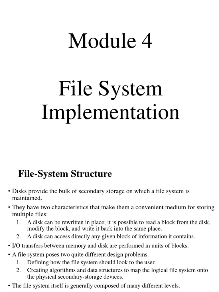 Module 4 File System Implemenattion Pdf File System Computer File 6310