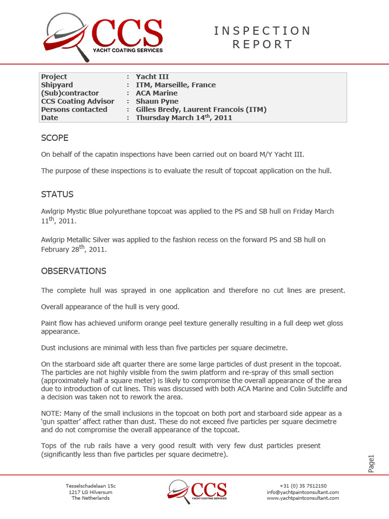 Inspection: Scope | PDF | Paint | Materials