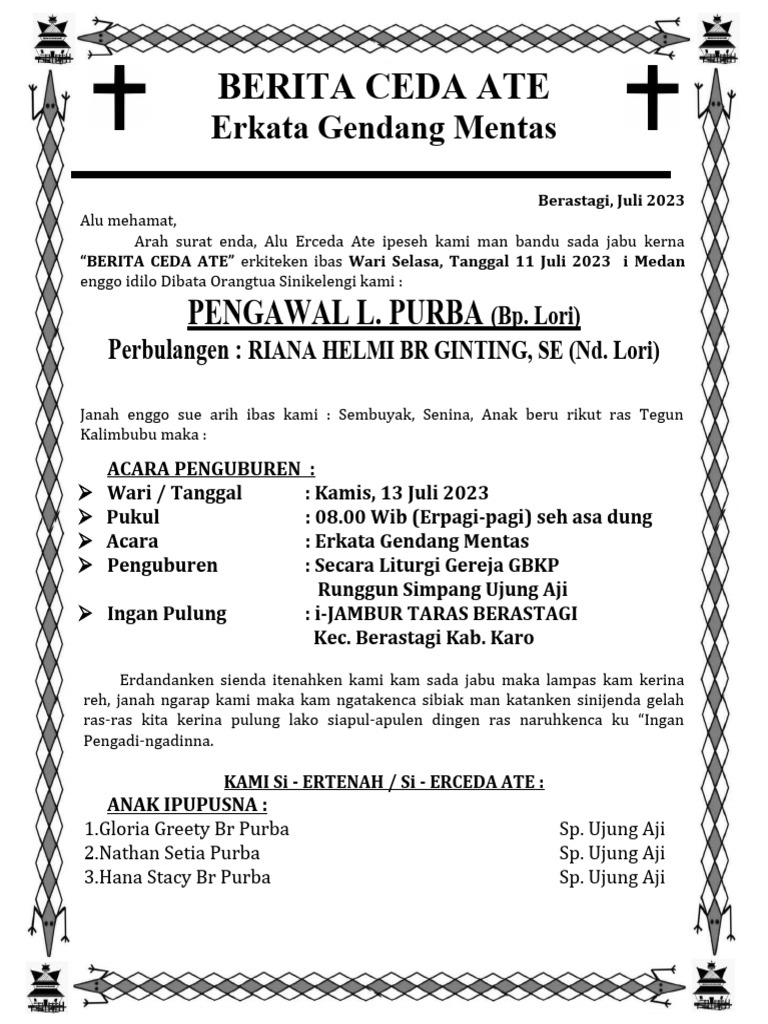 BERITA CEDA ATE F4 PENGAWAL L. PURBA Kristen | PDF