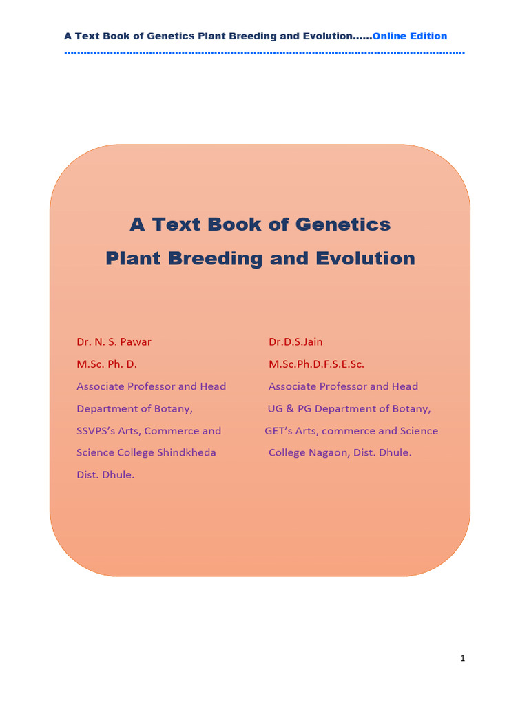 Book Genetics Plant Breeding and Evolution | PDF | Dominance (Genetics ...