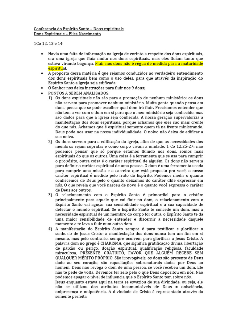Entendendo os Dons Espirituais | PDF | Presente espiritual | Espírito ...