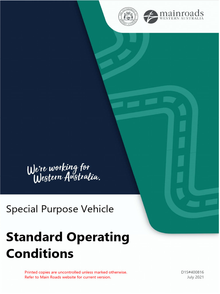 Special Purpose Vehicle Operating Conditions | PDF | Traffic | Road