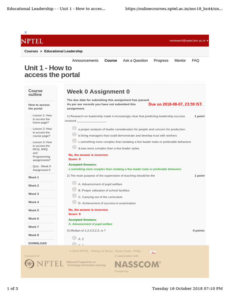 Assignment-1 Noc18 hs44 102 | PDF | Leadership | Curriculum