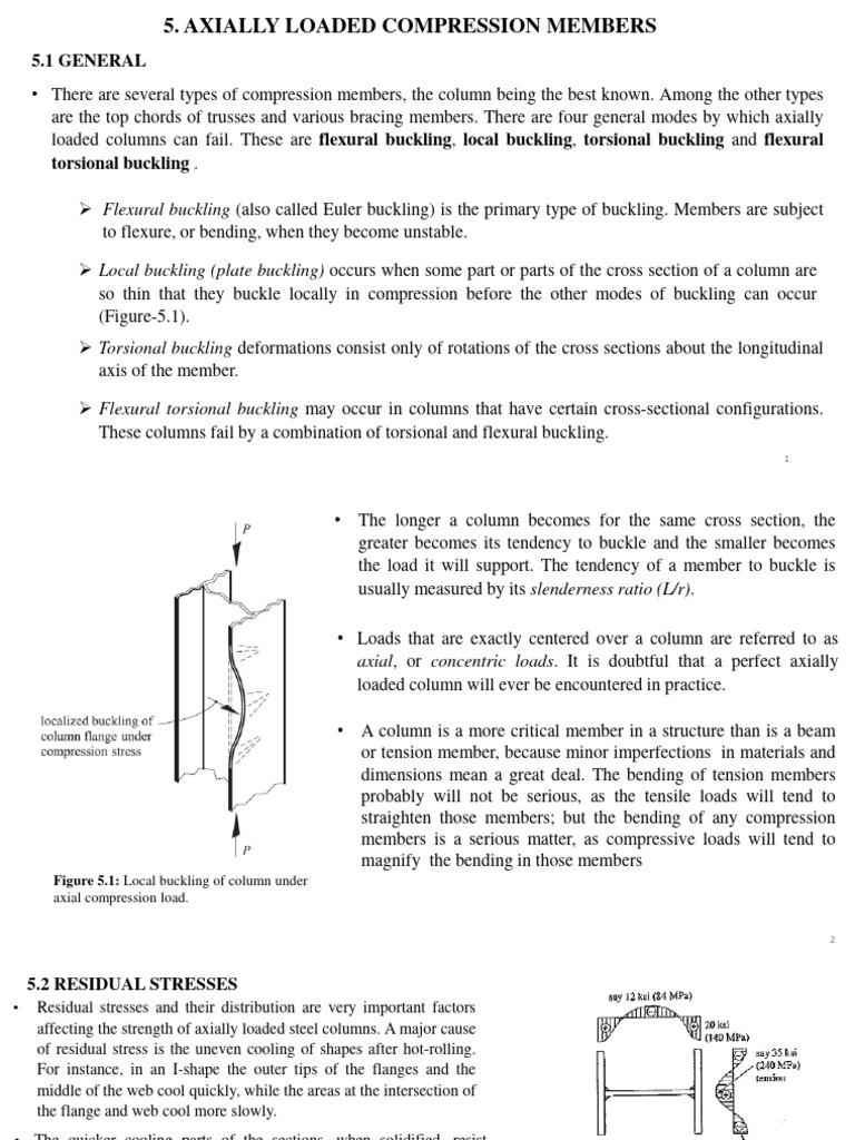 Steel Structures-Compression Members-1 | PDF | Buckling | Bending