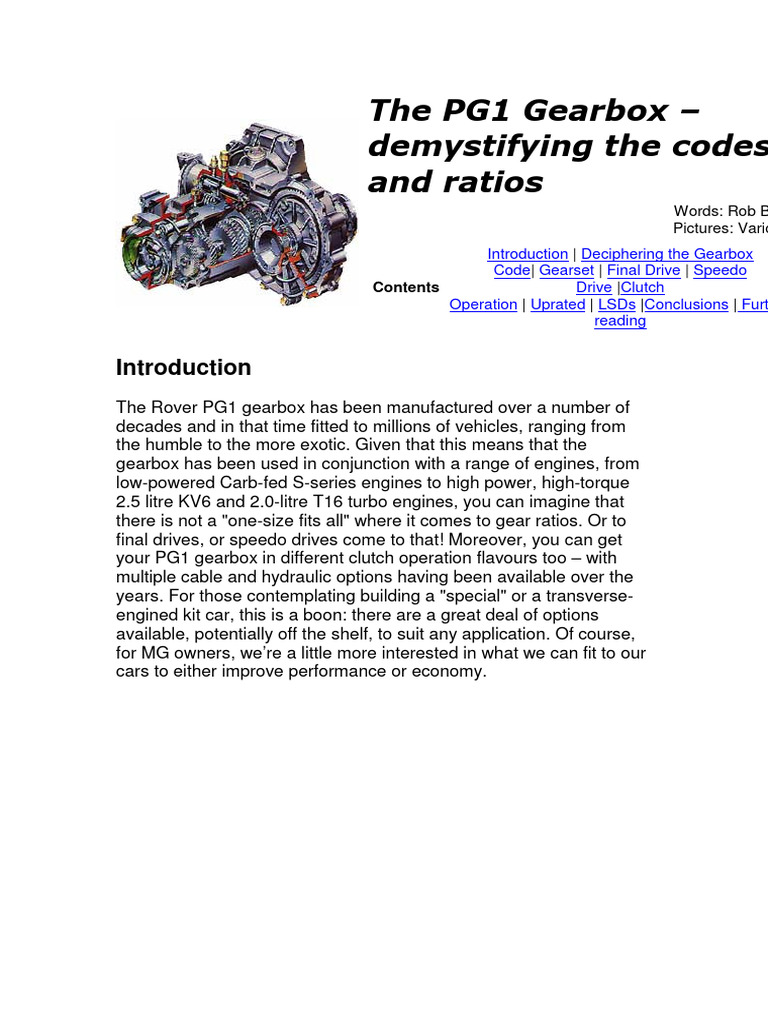 The PG1 Gearbox | PDF | Manual Transmission | Car