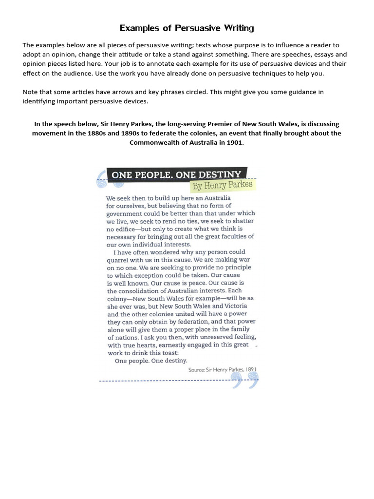 Persuasive Writing Examples Guide | PDF