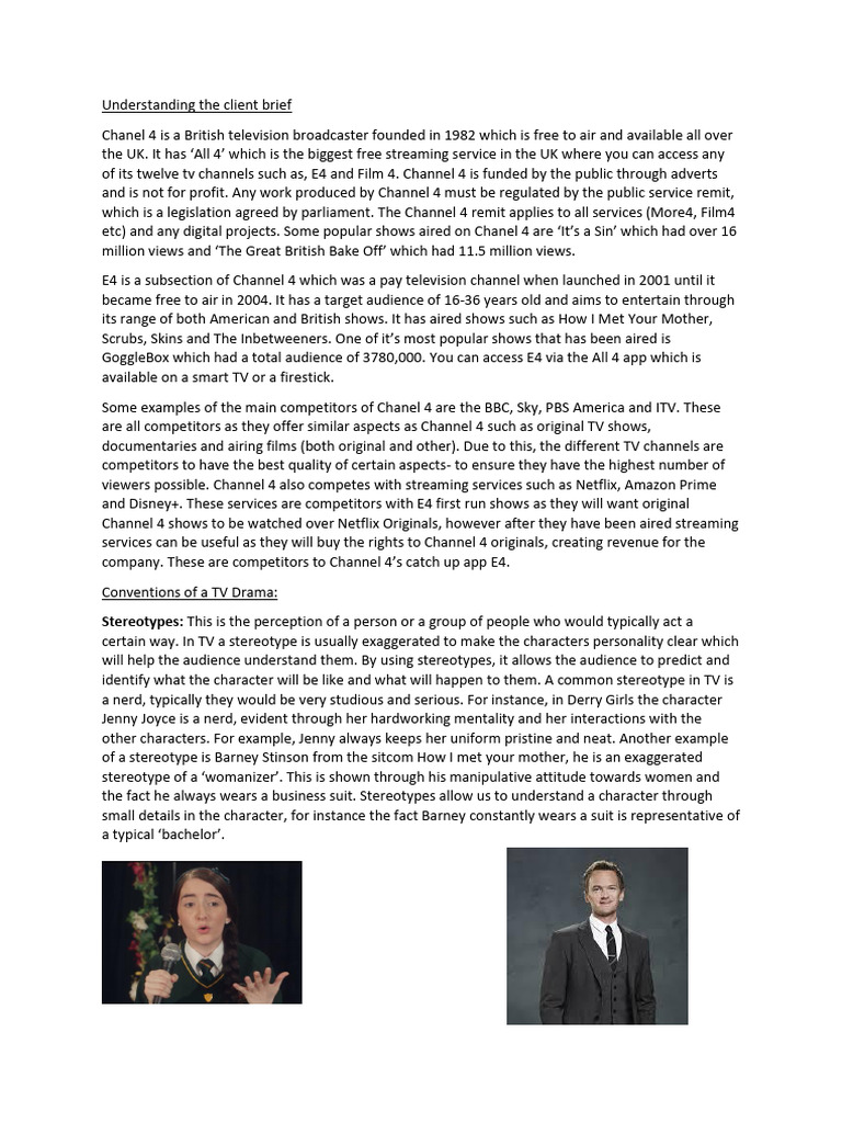 Channel 4 Overview and TV Drama Conventions | PDF | Mass Media | Television
