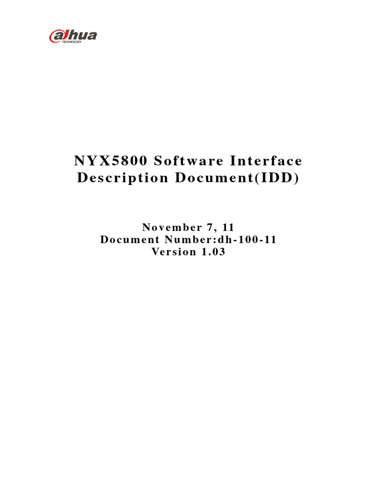 Nyx5800_software IDD.V1.03 (1)-1 | PDF | Data Transmission | Computer Data