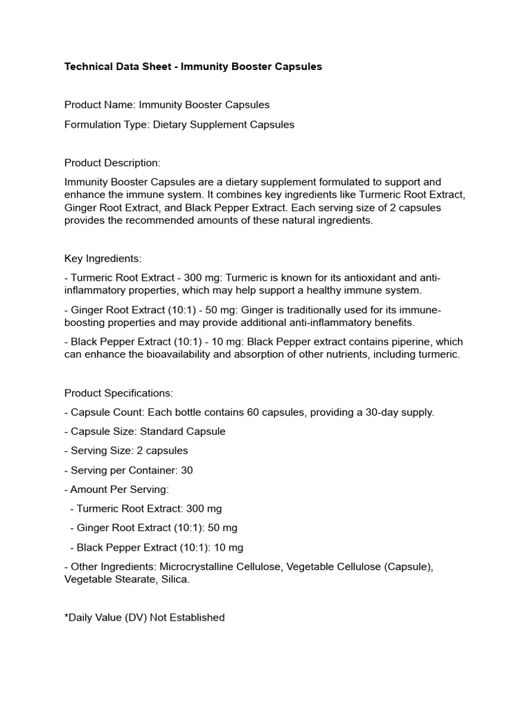 Technical Data Sheet Nutraceuticals | Download Free PDF | Vitamin ...