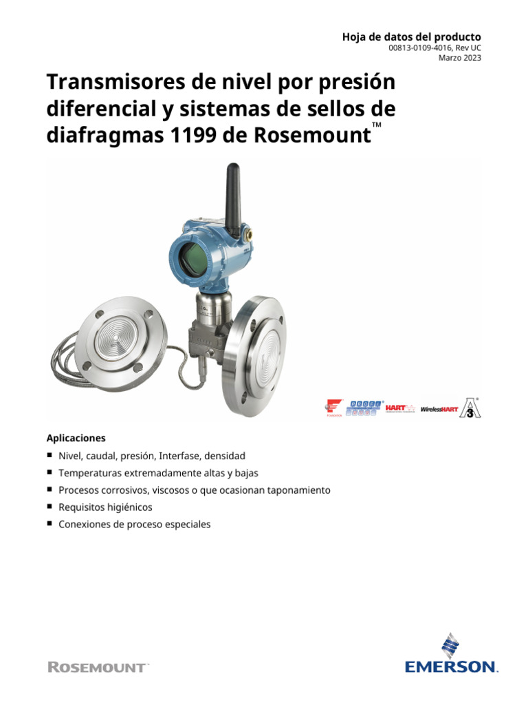 Hoja de Datos Transmisores de Nivel Por Presión Diferencial y Sistemas de Sellos de Diafragmas ...