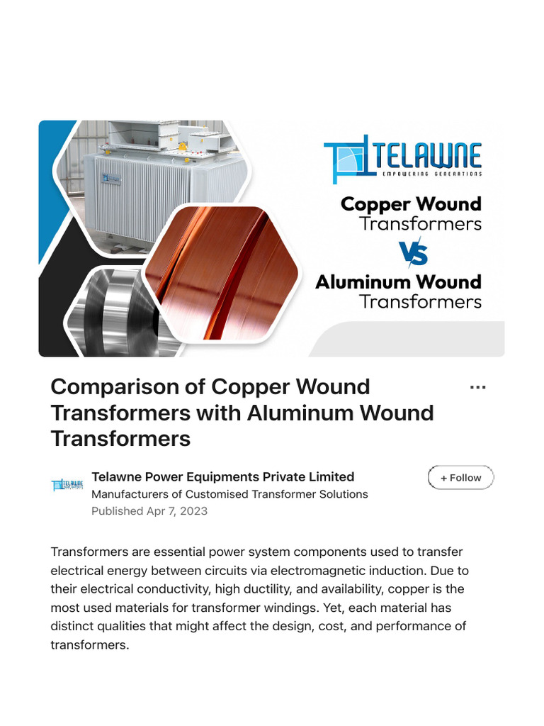 Comparison of Copper Wound Transformers With Aluminum Wound ...