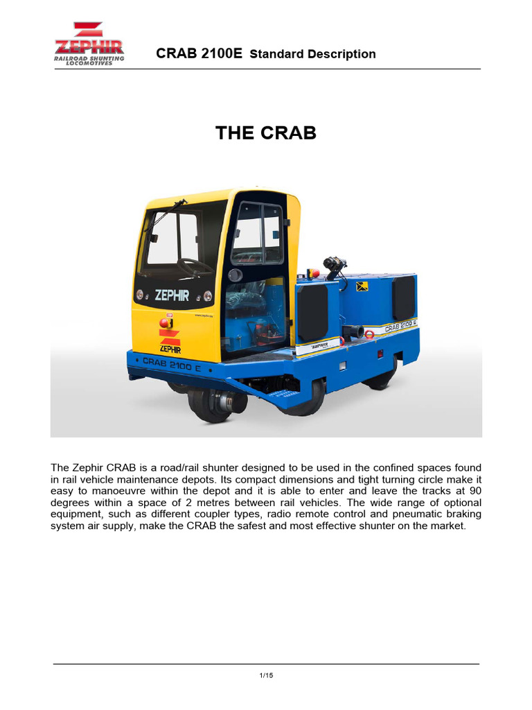 CRAB 2100E Standard Description - 2018 | PDF | Brake | Rail Transport