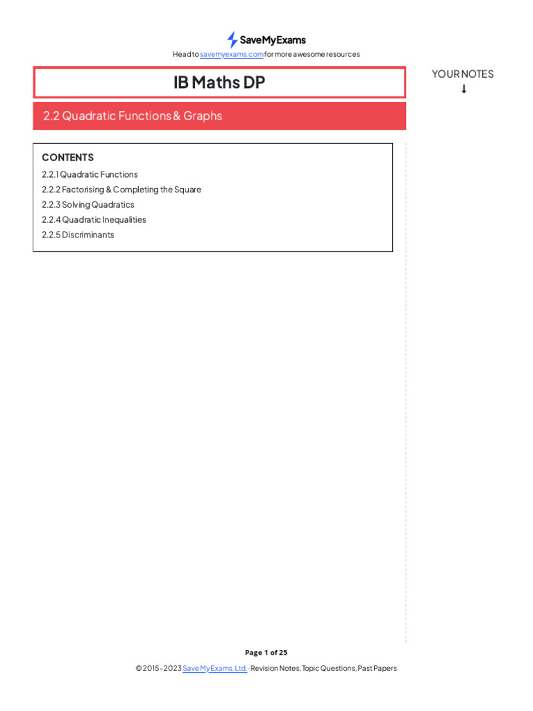 IB Math | PDF | Quadratic Equation | Factorization