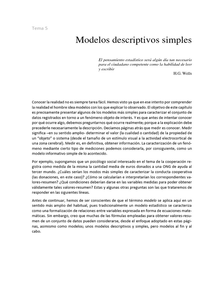 T5 - Modelos Descriptivos Simples | PDF | Media | Cuantil