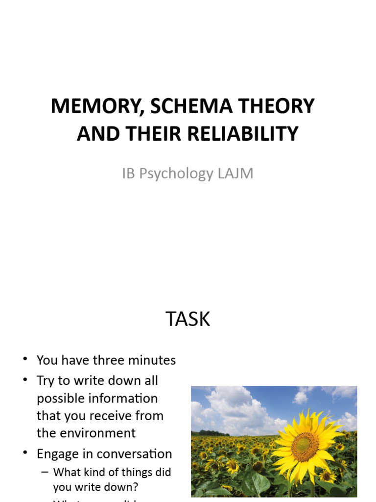 IBPsy Cog Schema Memory | PDF | Schema (Psychology) | Memory