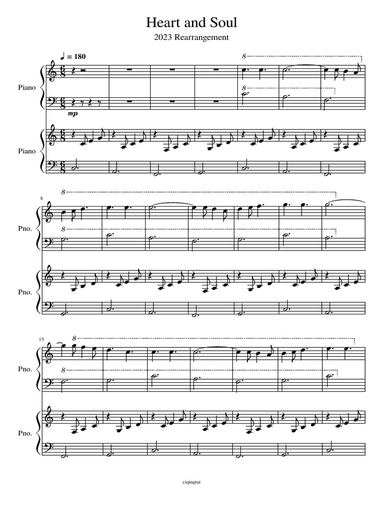 Heart And Soul Piano Duet Pdf Rhythm And Blues Songs American Songs