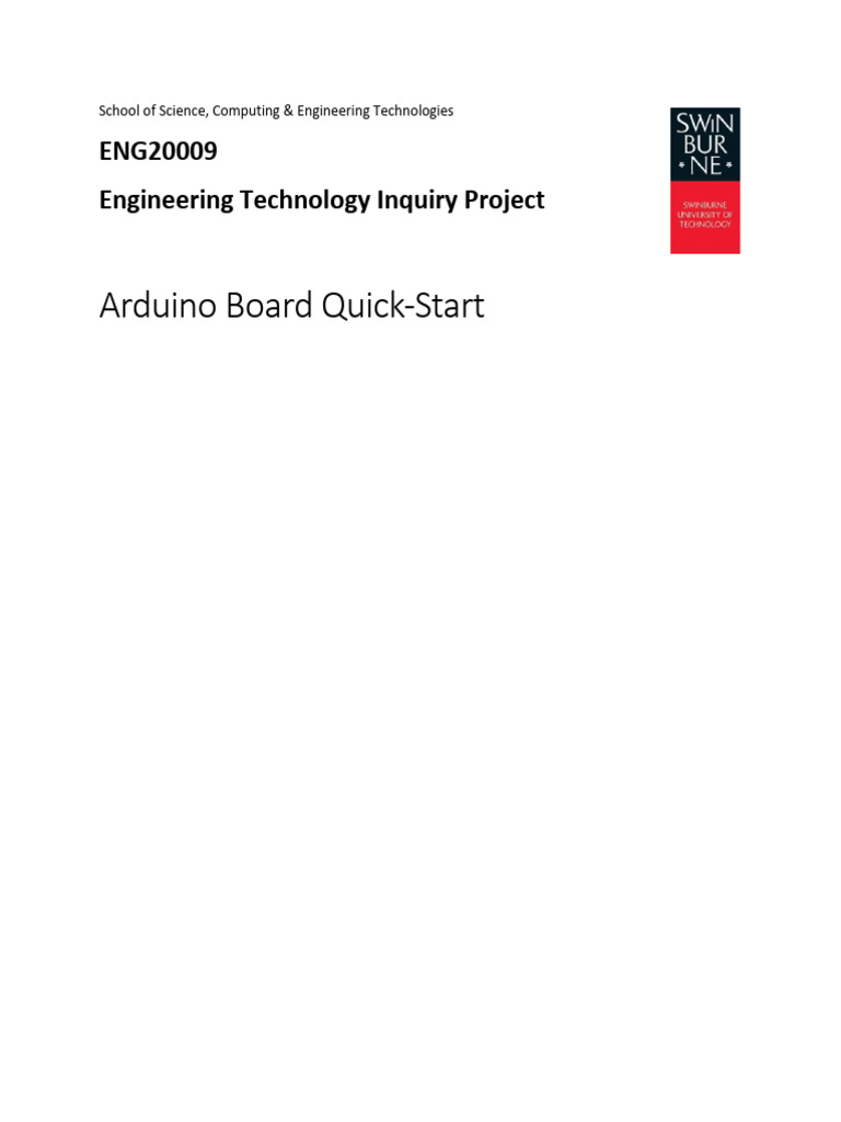 ENG20009 - Arduino Board Quickstart Guide | PDF | Electronics | Manufactured Goods