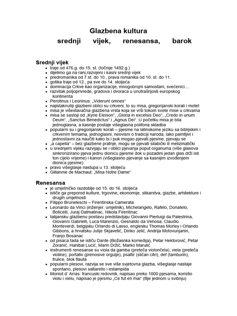 Glazbeni 8 Razred | PDF