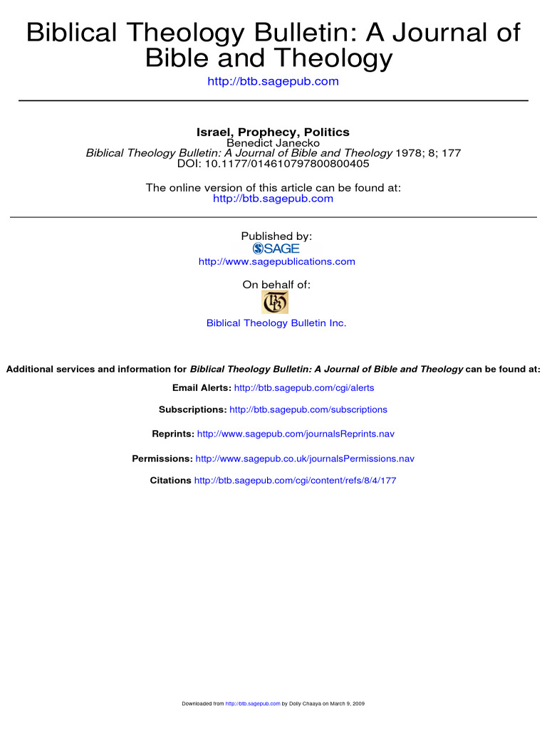 Benedict Janecko - Israel Prophecy Politics | PDF | Jesus | Bible