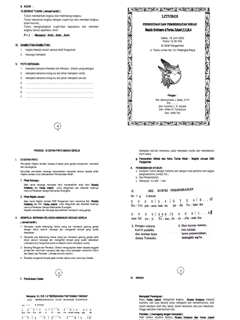 Liturgi Peneguhan&Pemberkatan Nikah (Rinaldo Kristianto & Ferisa ...