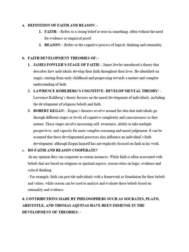 Definition of Faith and Reason | PDF | Reason | Faith