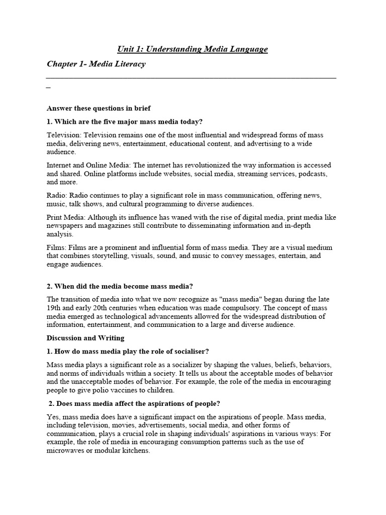 Unit 2-Chapter 1, 2 and Chapter 3 | PDF | Mass Media | Interpersonal Communication