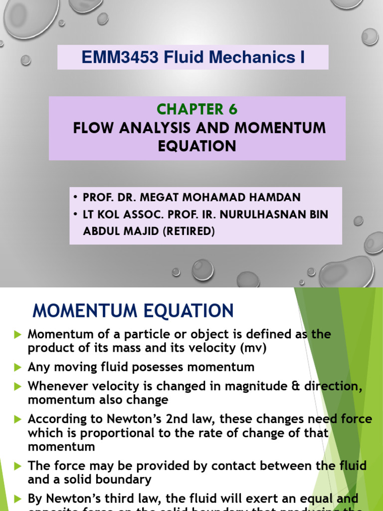 Momentum Equation in Fluid Mechanics | PDF | Force | Momentum