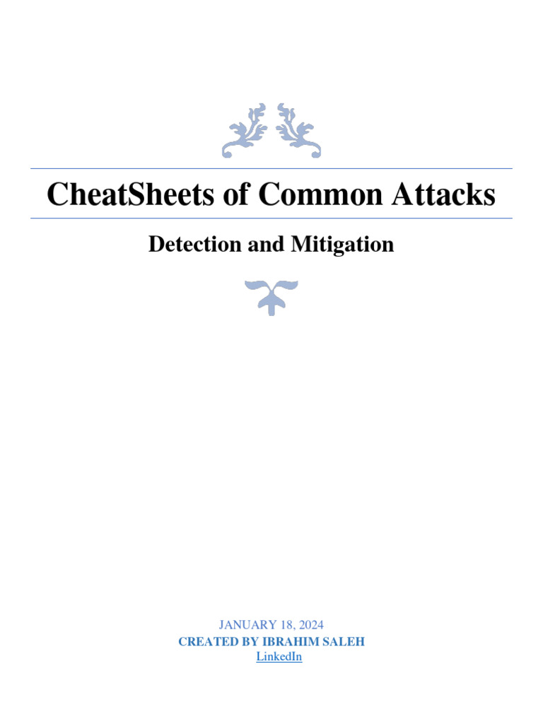CheatSheets of Common Attacks | PDF | Denial Of Service Attack ...
