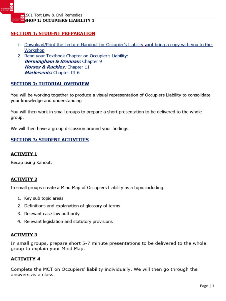 Law Students' Guide to Occupiers' Liability | PDF | Foreign Language ...