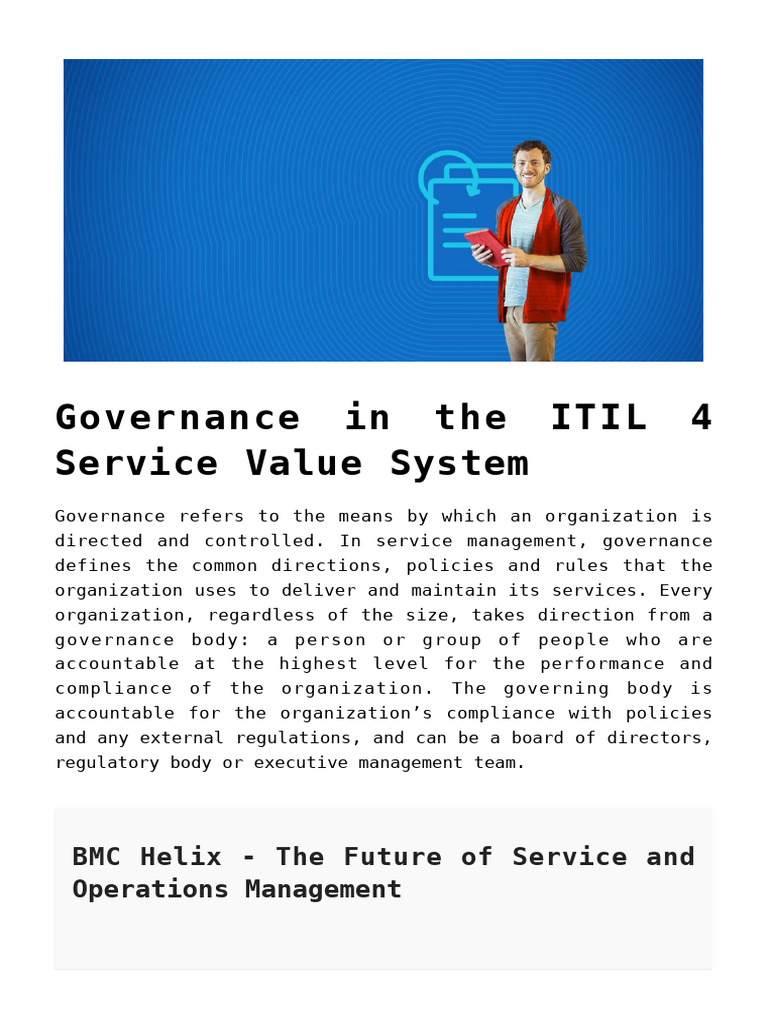 Governance in The ITIL 4 SVS | PDF | Governance | Leadership