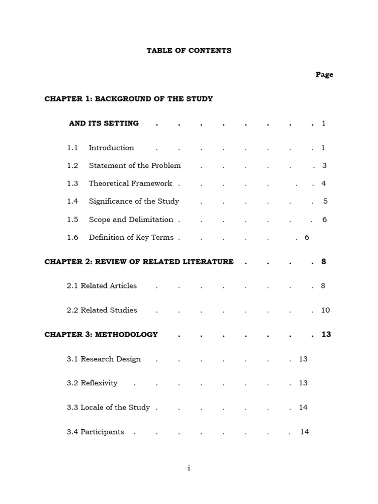 Sample Table of Contents Qual | PDF