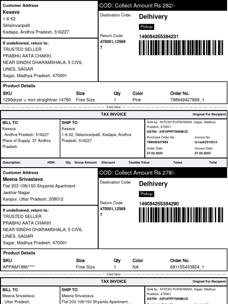 Sub Order Labels | PDF | Invoice | Taxes