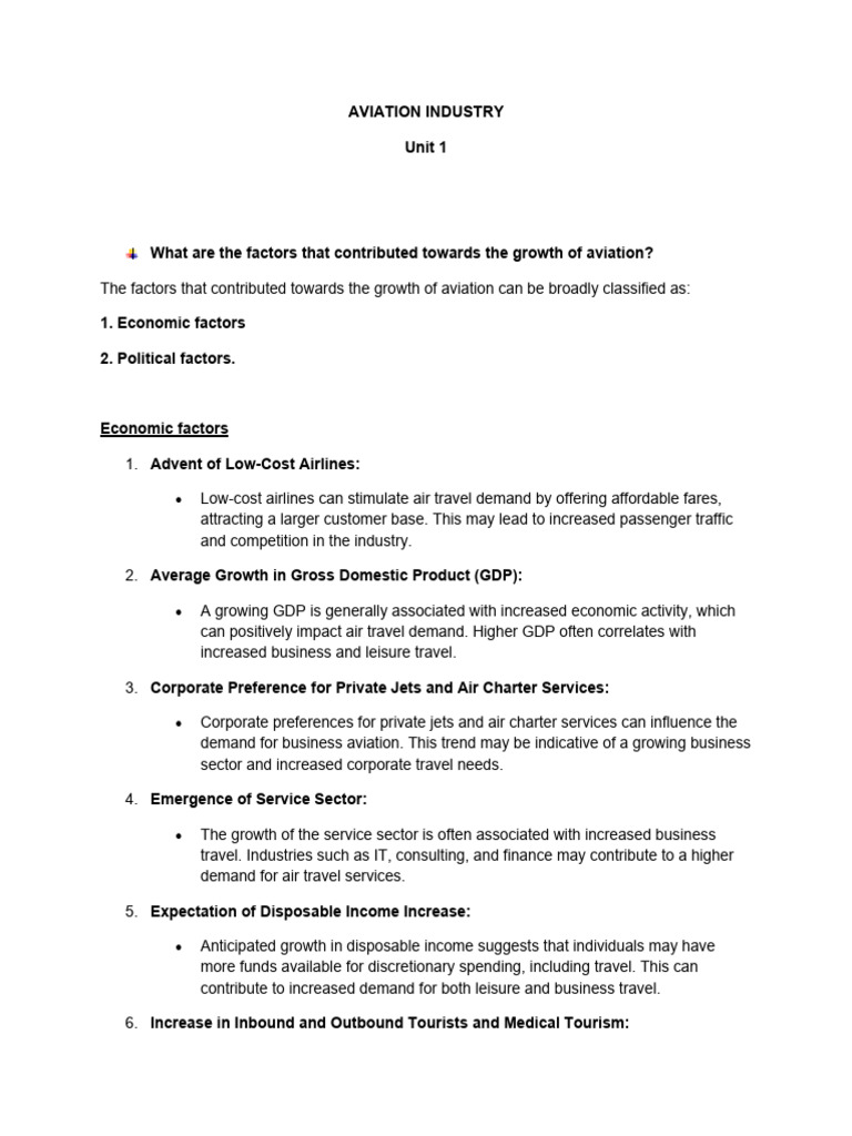 AVIATION INDUSTRY Notes | PDF