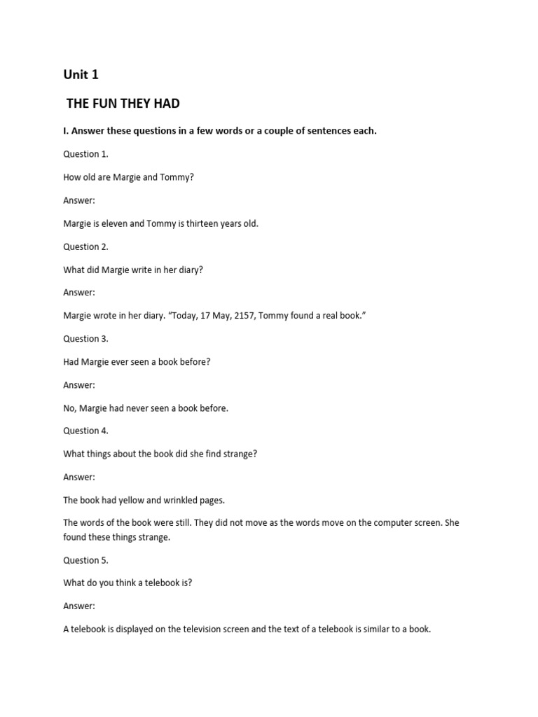 Class 9 English The Fun They Had | PDF | Teachers | Classroom