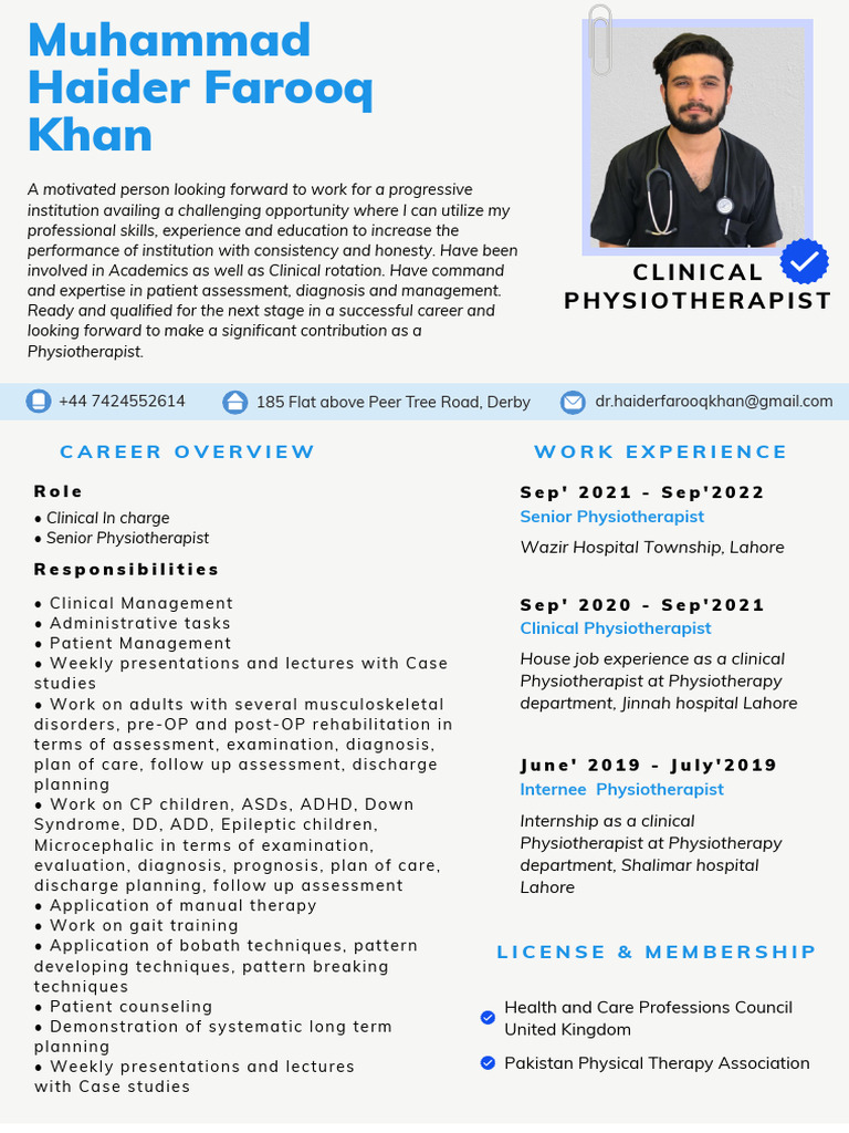 Dr. Muhamamd Haider Farooq Khan 2 | PDF | Physical Therapy | Diseases ...