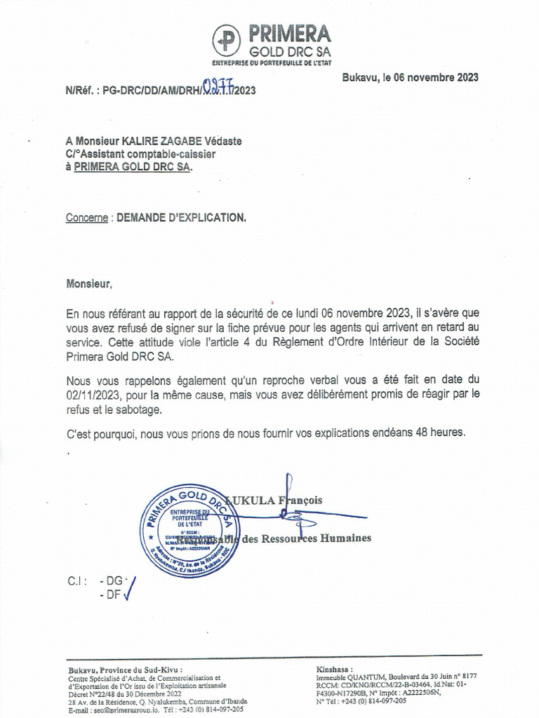 Demande D'explication | PDF