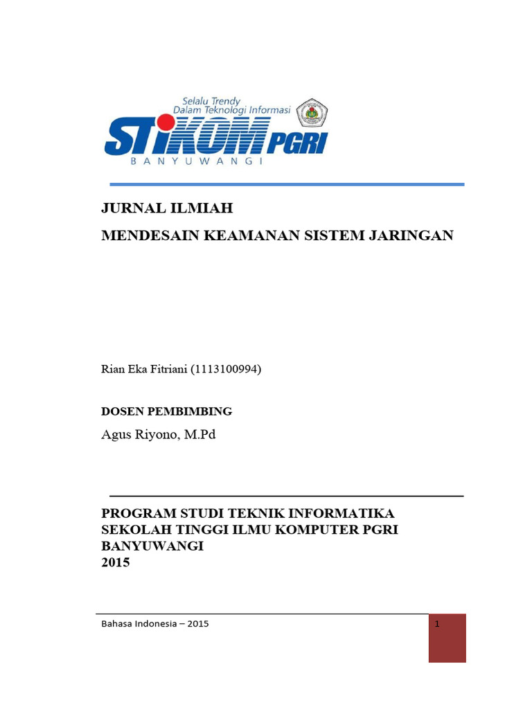 Jurnal Ilmiah Mendesain Keamanan Sistem Jaringan: Agus Riyono, M.PD | PDF | Bisnis | Teknologi ...