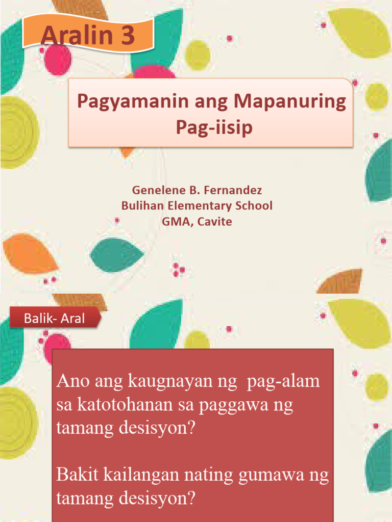Q1W1 Mapanuring Pagiisip | PDF