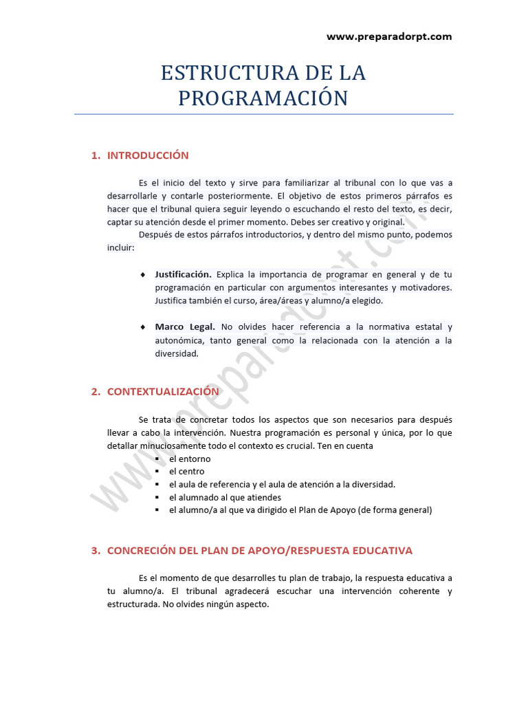 ESTRUCTURA DE LA PROGRAMACIÓN PT | PDF | Evaluación | Cognición