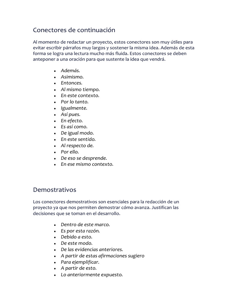 Conectores Textuales para Proyectos | PDF | Hipótesis | Cognición