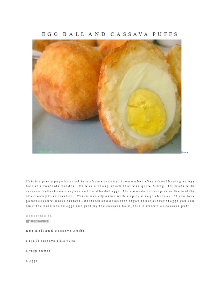 Egg Ball and Cassava Puffs Recipe | PDF | Wellness