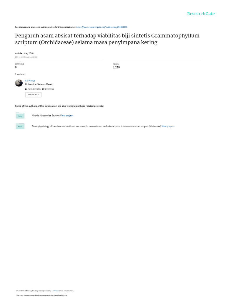 Pengaruh Asam Absisat Terhadap Viabilitas Biji Sintetis Grammatophyllum ...