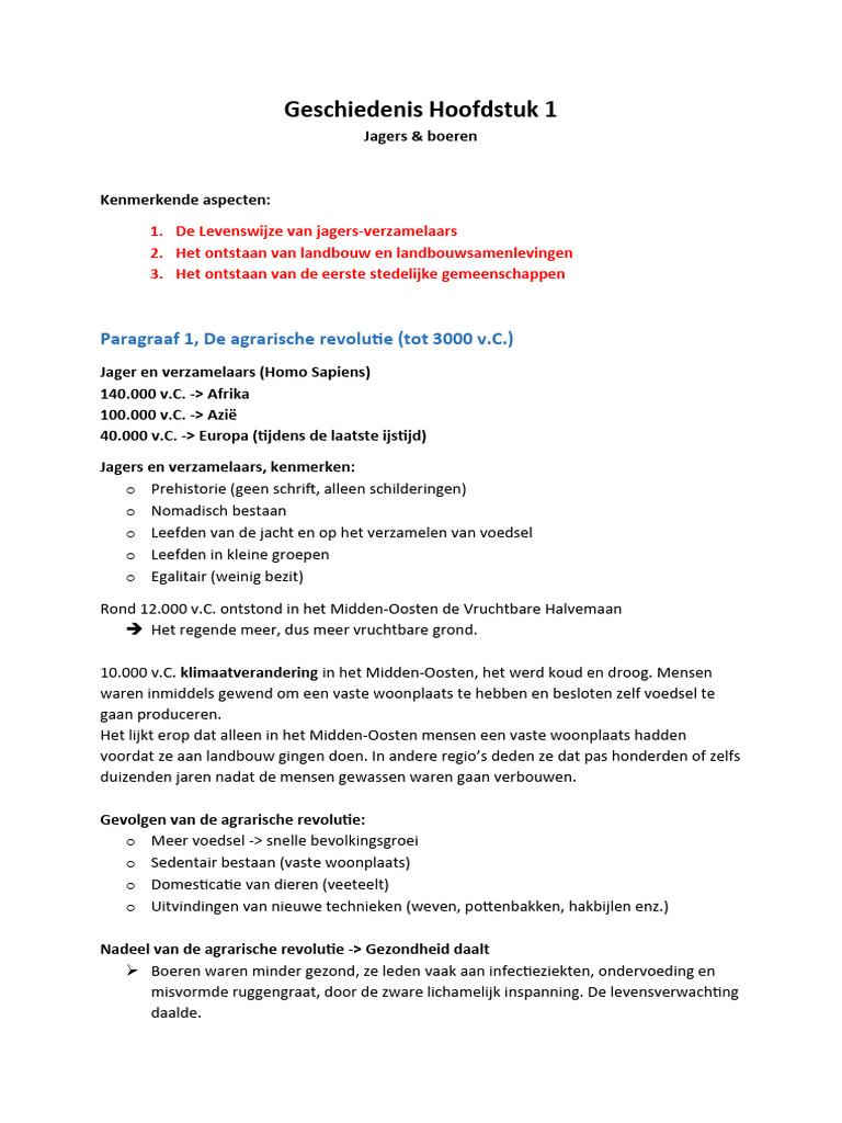 Geschiedenis Hoofdstuk 1 | PDF